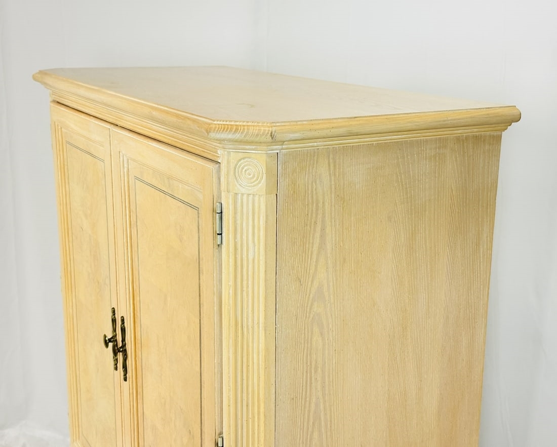 Prior | Pickled White Oak Wood Highboy Dresser with 3 Drawers & a Shelf ...