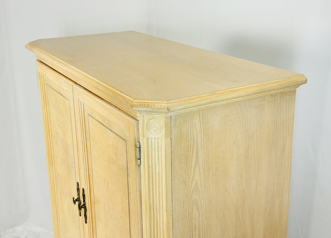 Prior | Pickled White Oak Wood Highboy Dresser with 3 Drawers & a Shelf ...