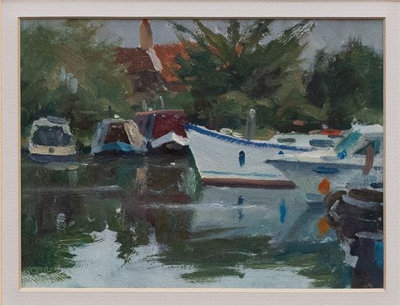 Chris Slater | Boats in a harbour | MutualArt