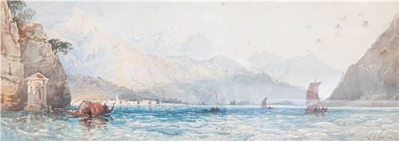 William Henry Vernon | Continental Lake Scene with Alps Beyond (20th ...
