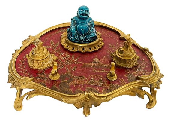 C. Millet | 19th C. Millet Signed Chinoiserie Gilt Bronze & Lacquer ...