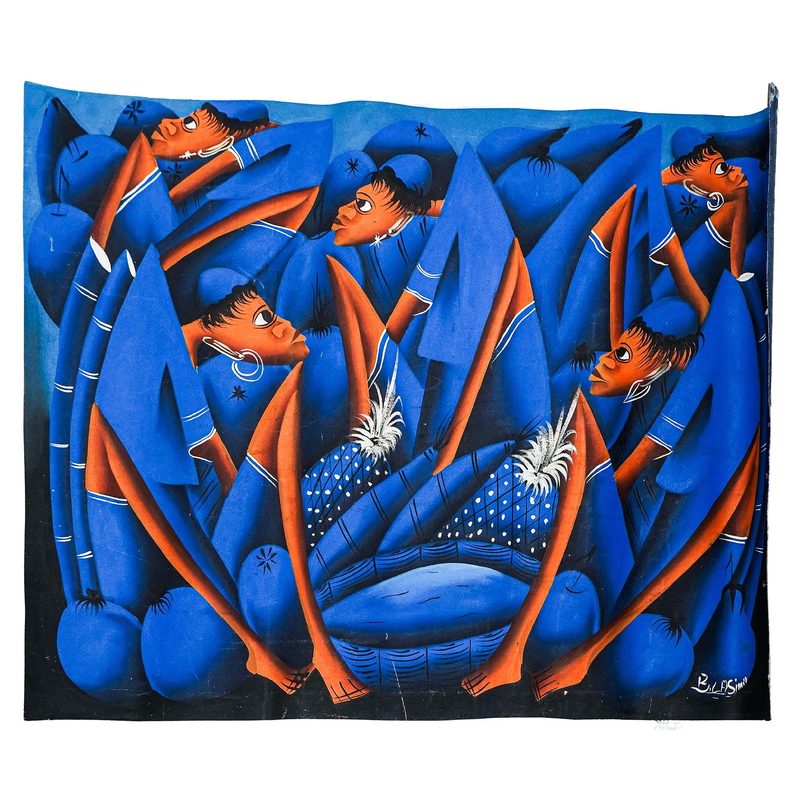 B. CASIMIR | A group of women wear matching blue garments adorned with ...