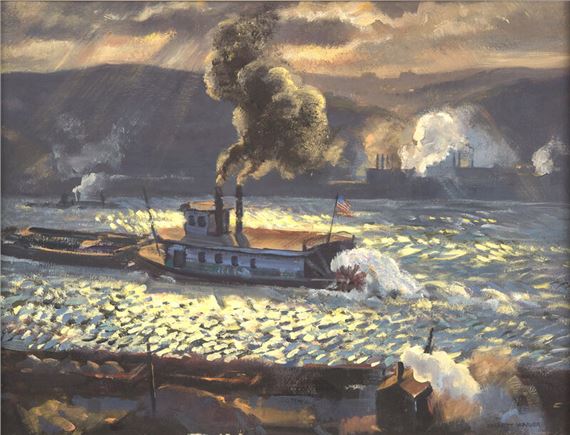 Everett Warner | Industrial River Scene | MutualArt