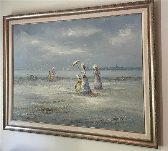 Marie Charlot | Vintage Signed Marie Charlot Young Woman on the Beach ...