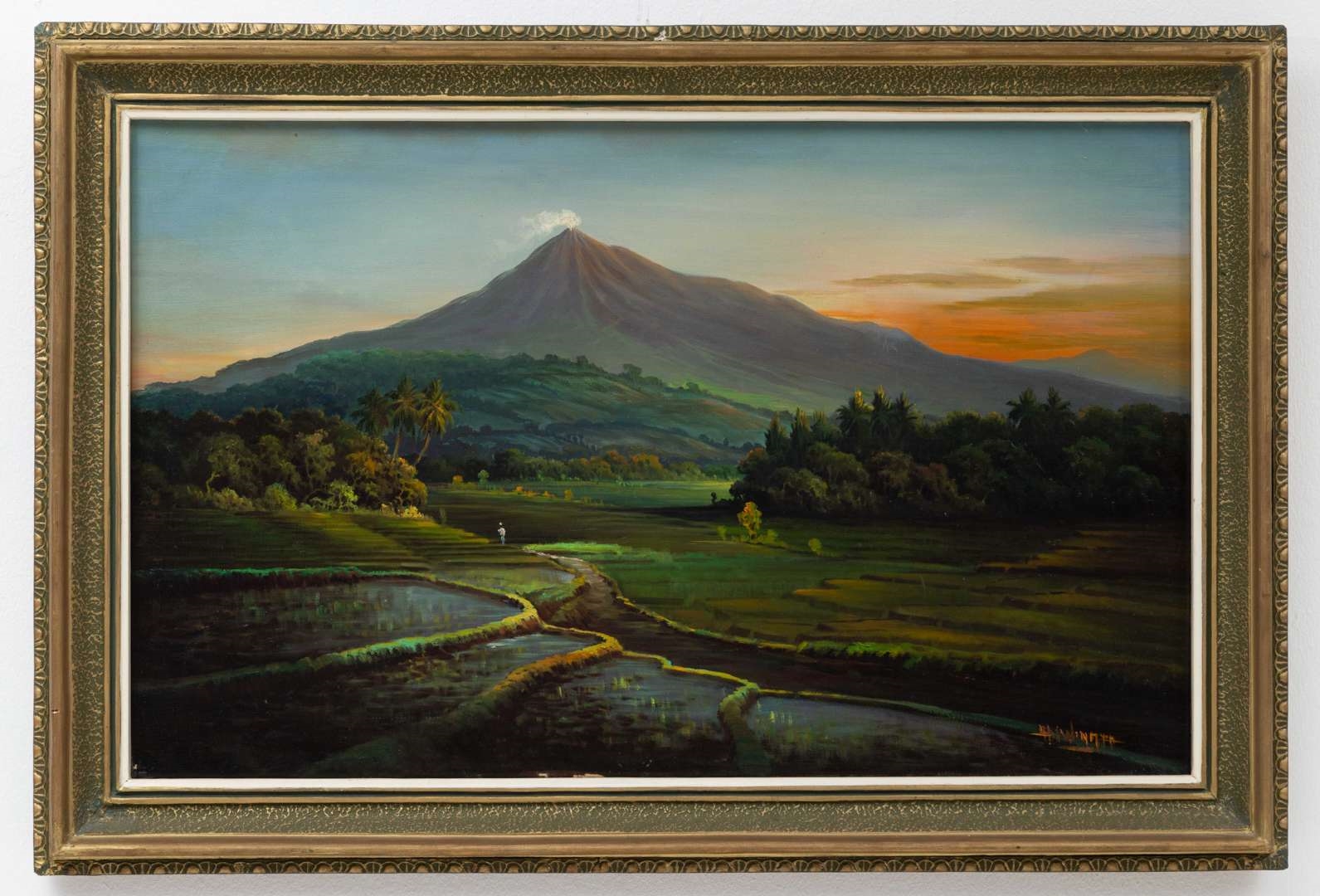 Adi Winata | Indonesisch landschap met vulkaan | MutualArt
