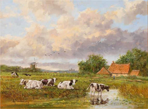 Albert Temming | Zomerlandschap met vee | MutualArt