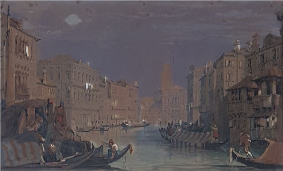 John Skinner Prout | A View of the Rezzonica Palace on the Left, with ...