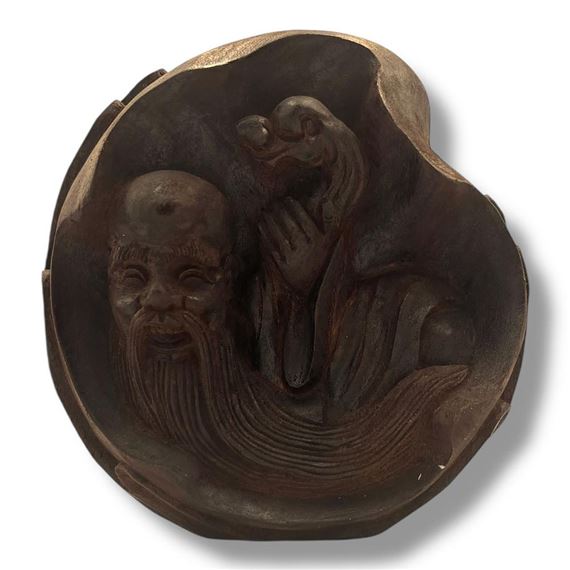Shou Lao | An antique Chinese Hand-Carved Wooden Shou Lao Figure ...