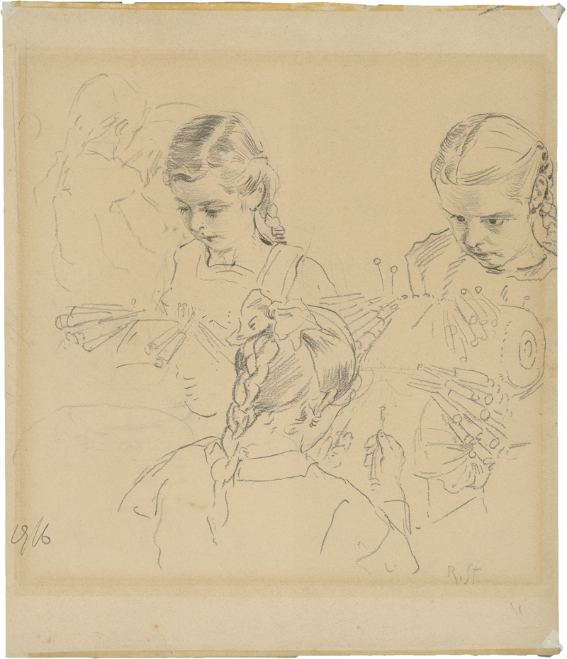 Robert Hermann Sterl | Mädchen bei der Handarbeit (1916) | MutualArt