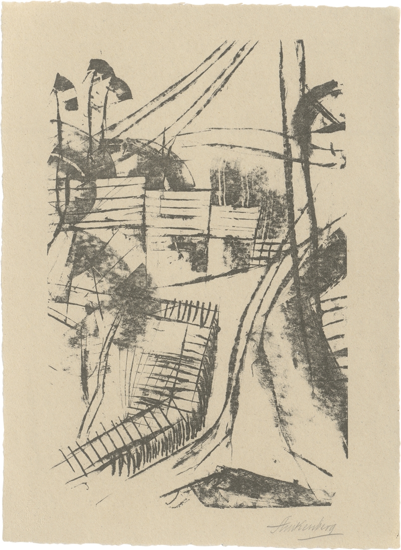 Fritz Stuckenberg | Straße mit drei Häusern (1921) | MutualArt