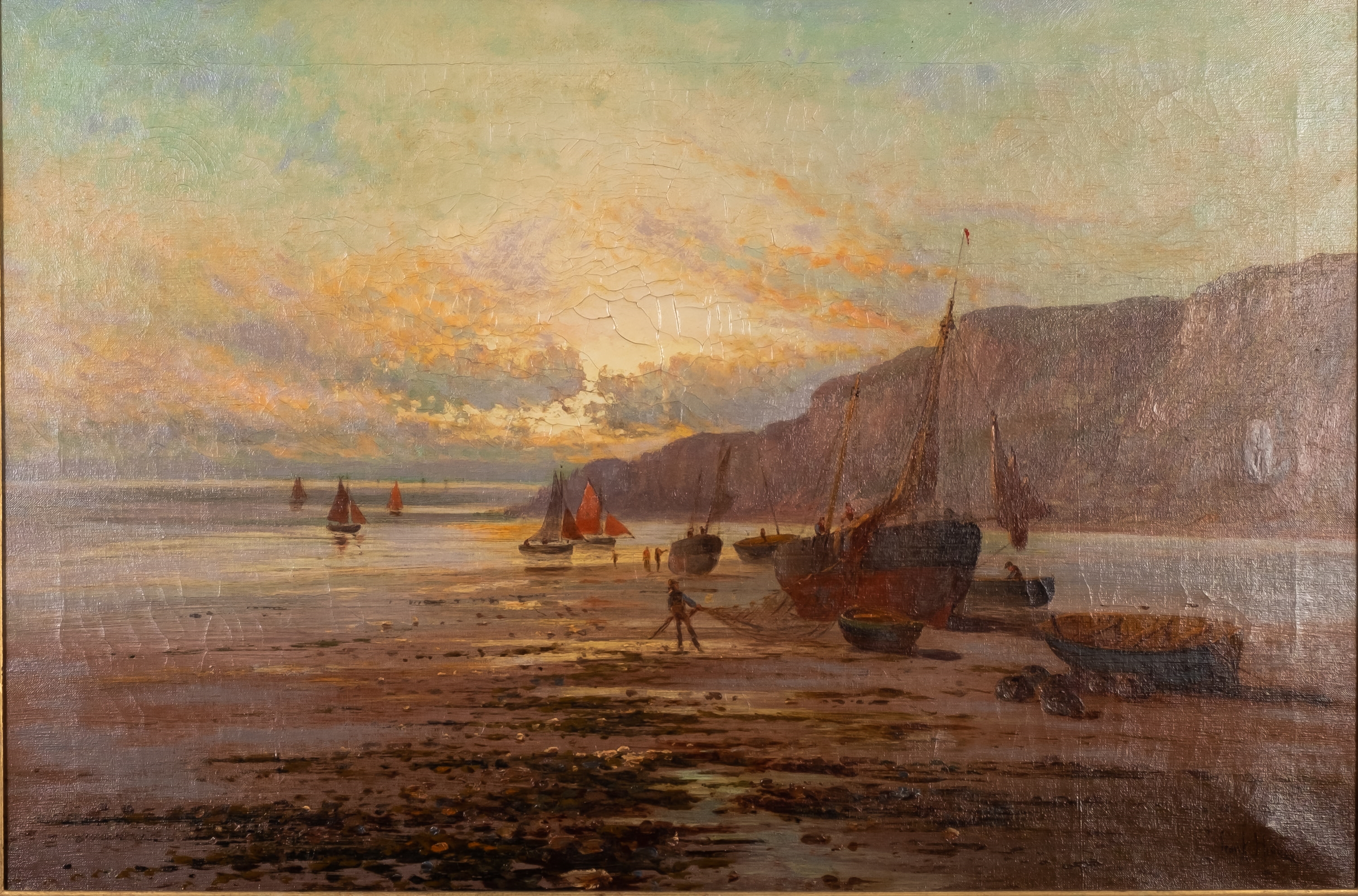 Frank Hider | Beached fishing boats drying nets with others at sea ...