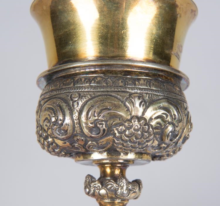 Parish | Embossed and chased gilded silver chalice. Mexico. Dated 1736 ...