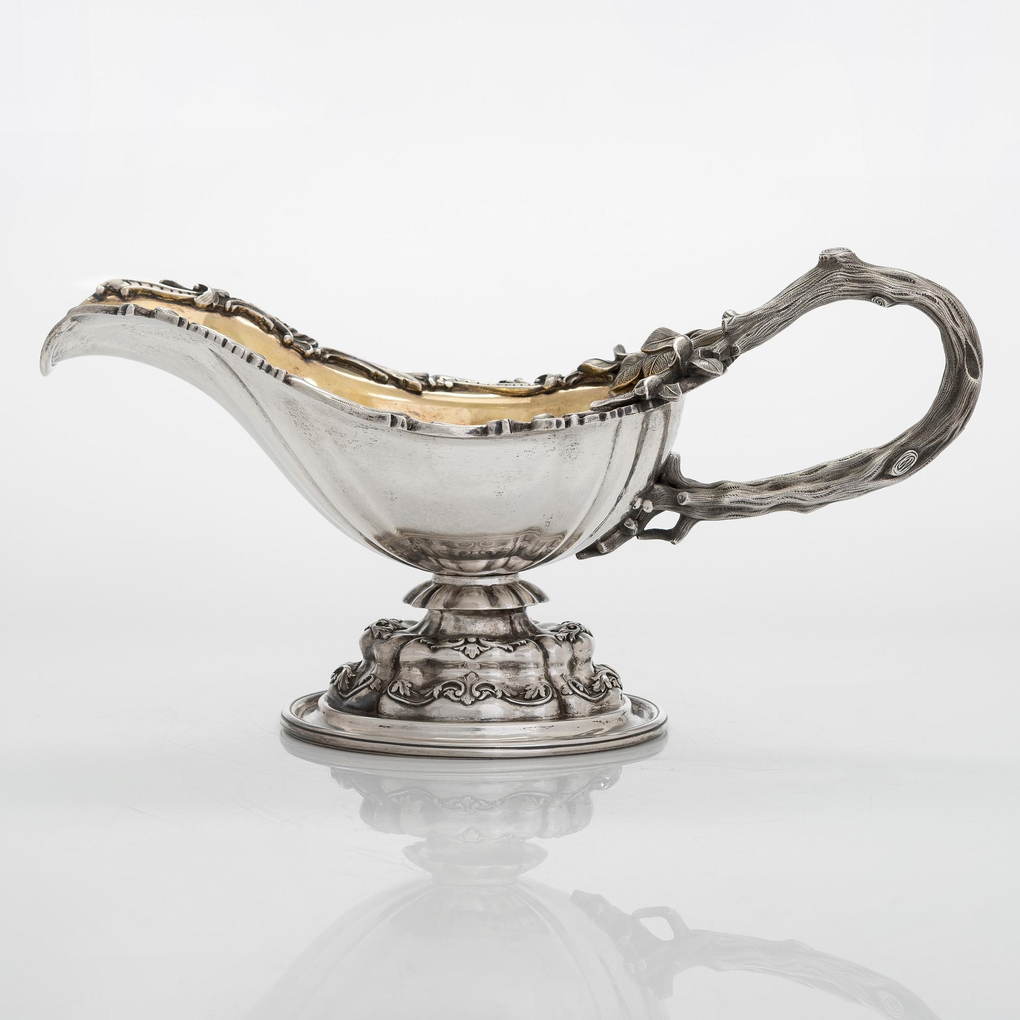 Johan | Internally gilded saucière with a branch shape handle with ...