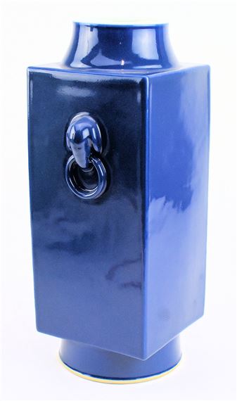 Mark Blue | LARGE GUANGXU MARK BLUE GLAZED CONG-SHAPED VASE | MutualArt