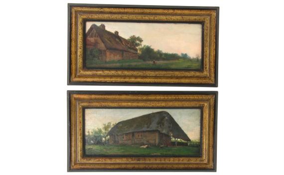 Ernest Bilhaut | Paysages de Normandie avec chaumières, près du Havre ...