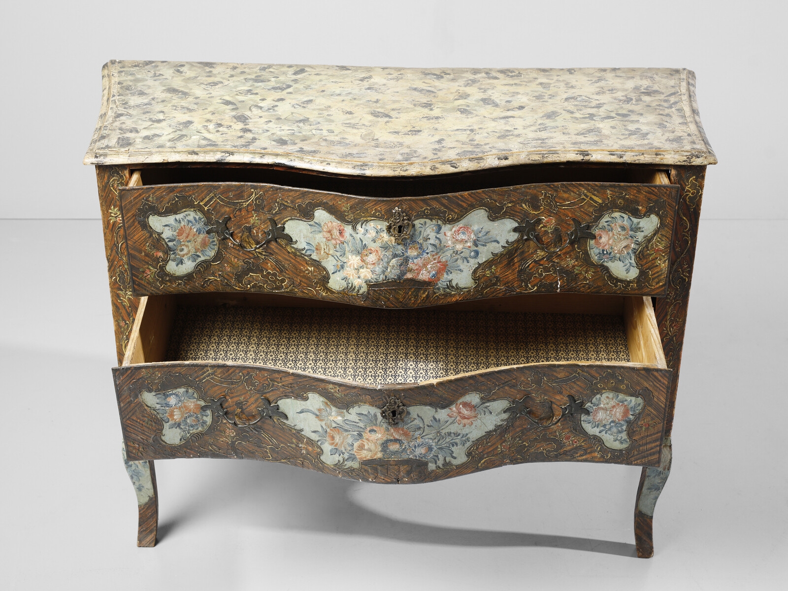 Sicilian School, 18th Century | Lacquered surface with streaked red ...
