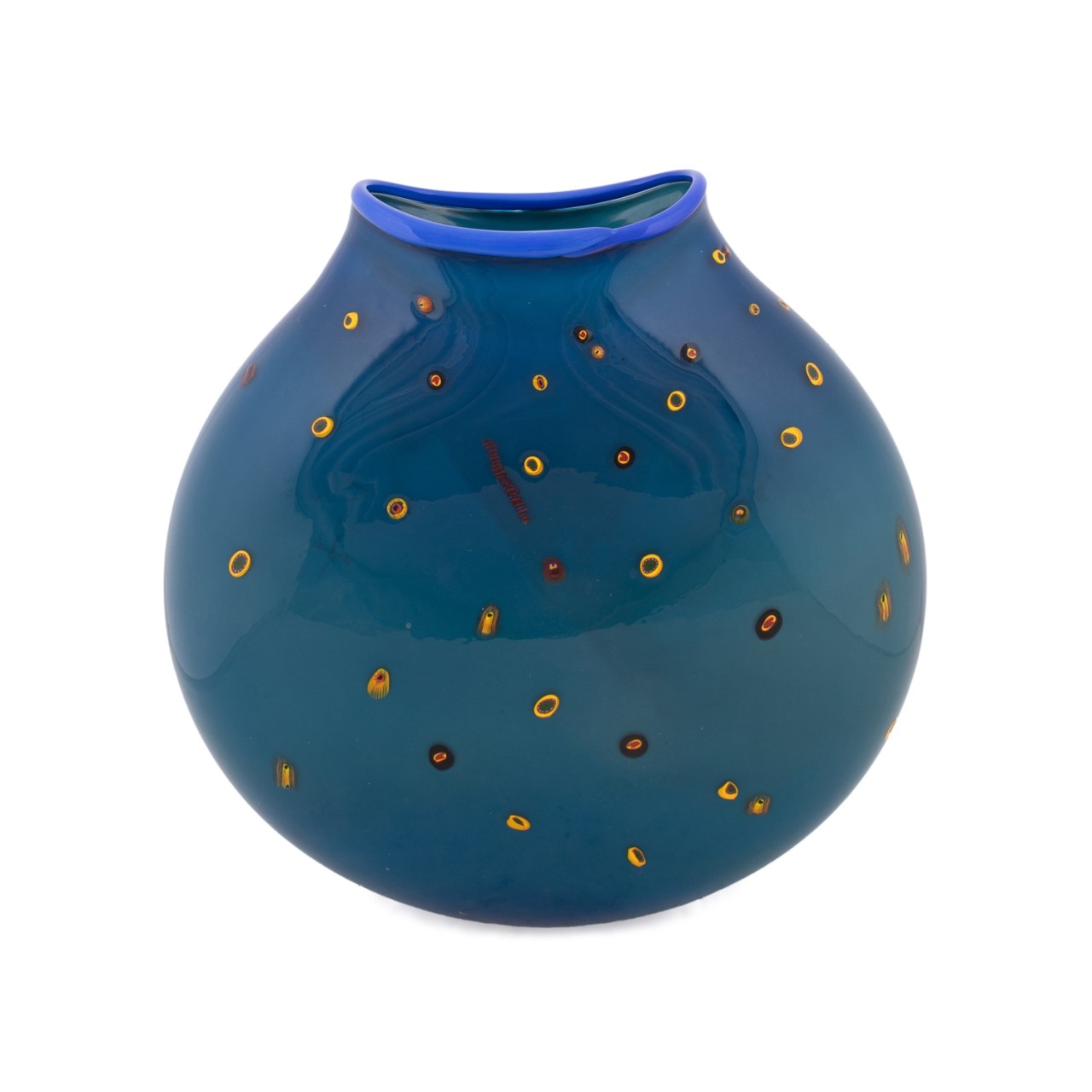 Garry Nash | GARRY NASH, SIGNED BLUE MURRINE FLAT GLASS VESSEL | MutualArt