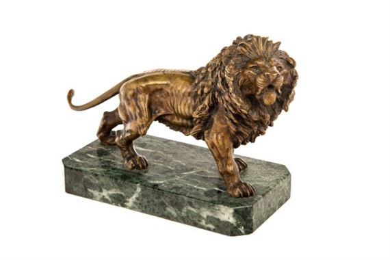French School, 19th Century | lion figure on a green variegated marble ...