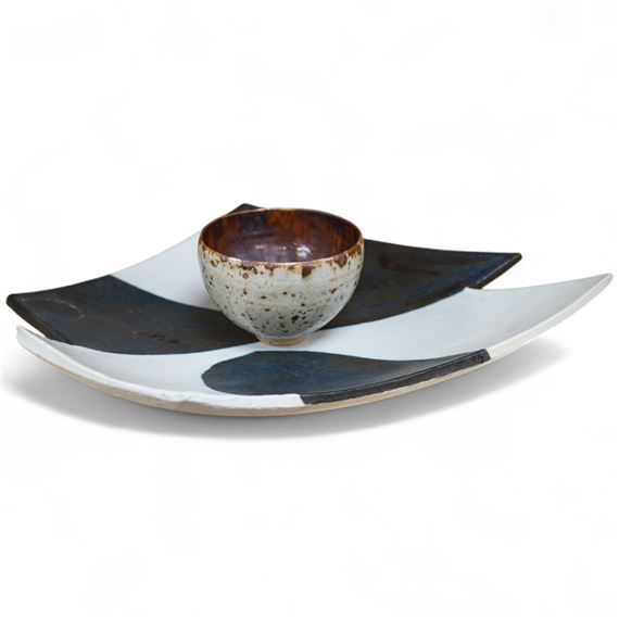 Derek Davis | an asymmetric dish and a small bowl | MutualArt