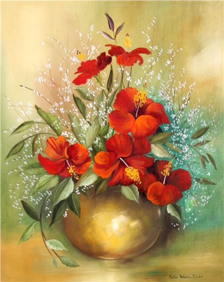 Celia Walsh-Diehl | STILL LIFE WITH HIBISCUS | MutualArt
