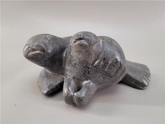 Elijah Pudlat Pootoogook | Elijah Pudlat Potoogook Seal+Pup SoapStone ...