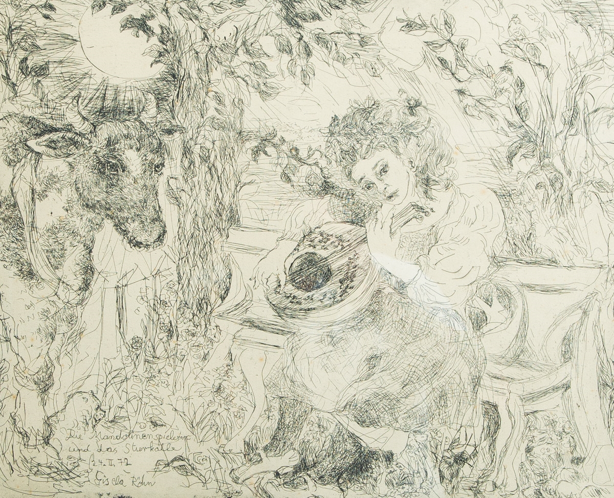 Gisela Röhn | Die Mandolinenspielerin und das Stierkalb (1972) | MutualArt