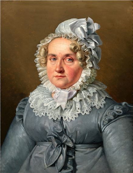 Johann Peter Krafft | Portrait of a Lady in a Grey Dress and Wide Lace ...