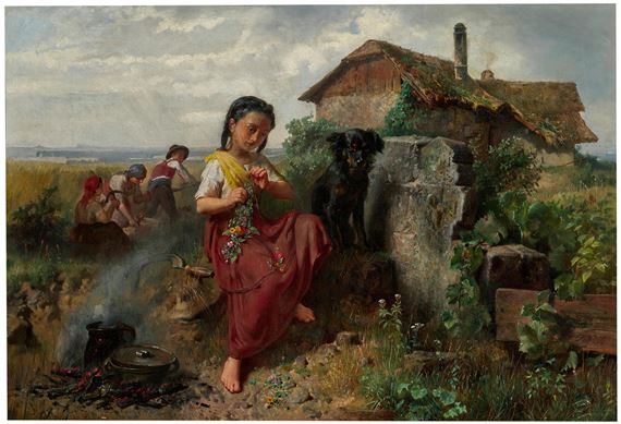 Johann Till | A Girl Resting from Fieldwork | MutualArt