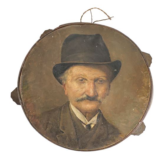 Pacifico Sidoli | Tamburello dipinto raffigurante uomo con cappello (cm ...