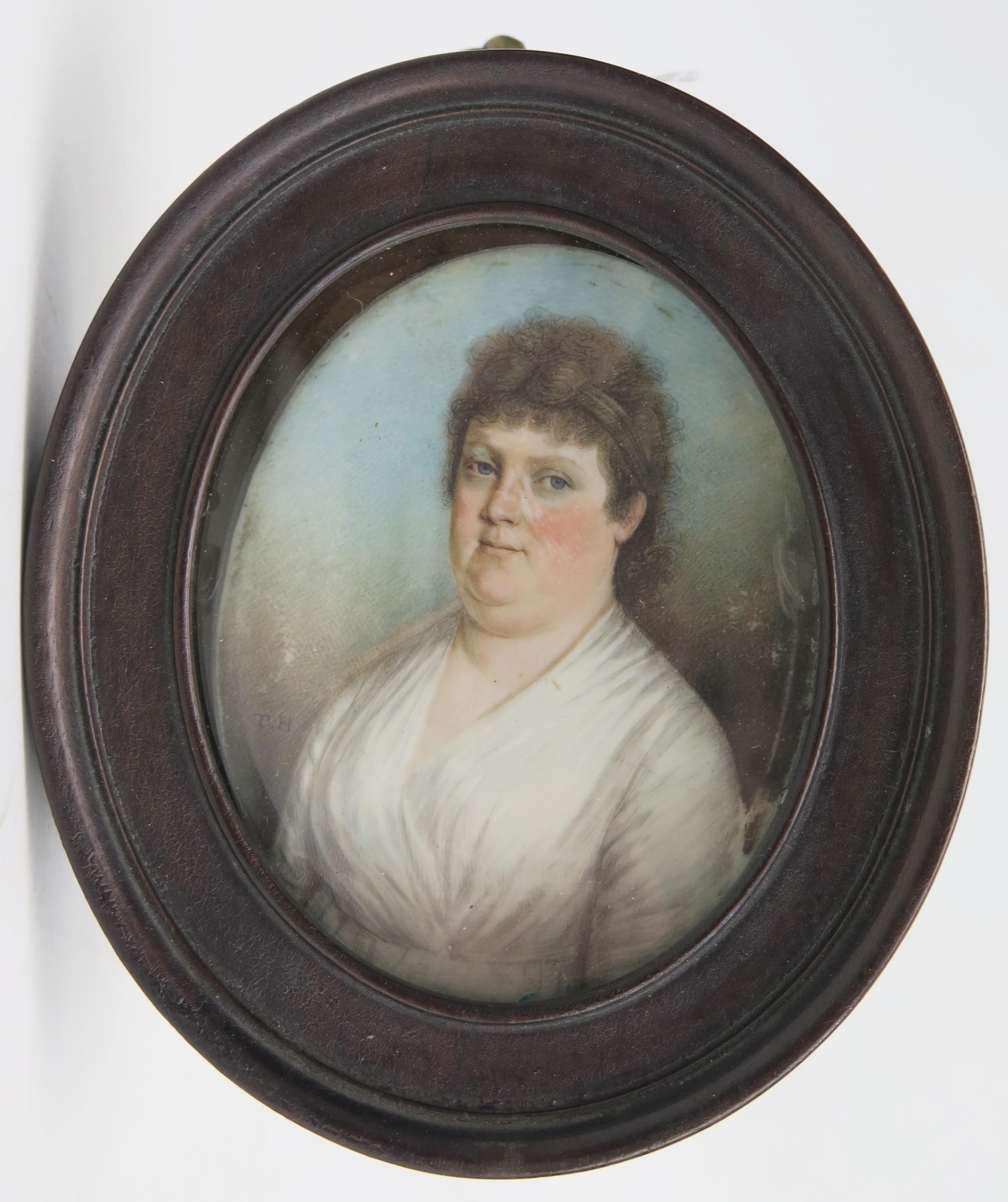 Thomas Hazlehurst | Portrait miniature of lady in white dress ...