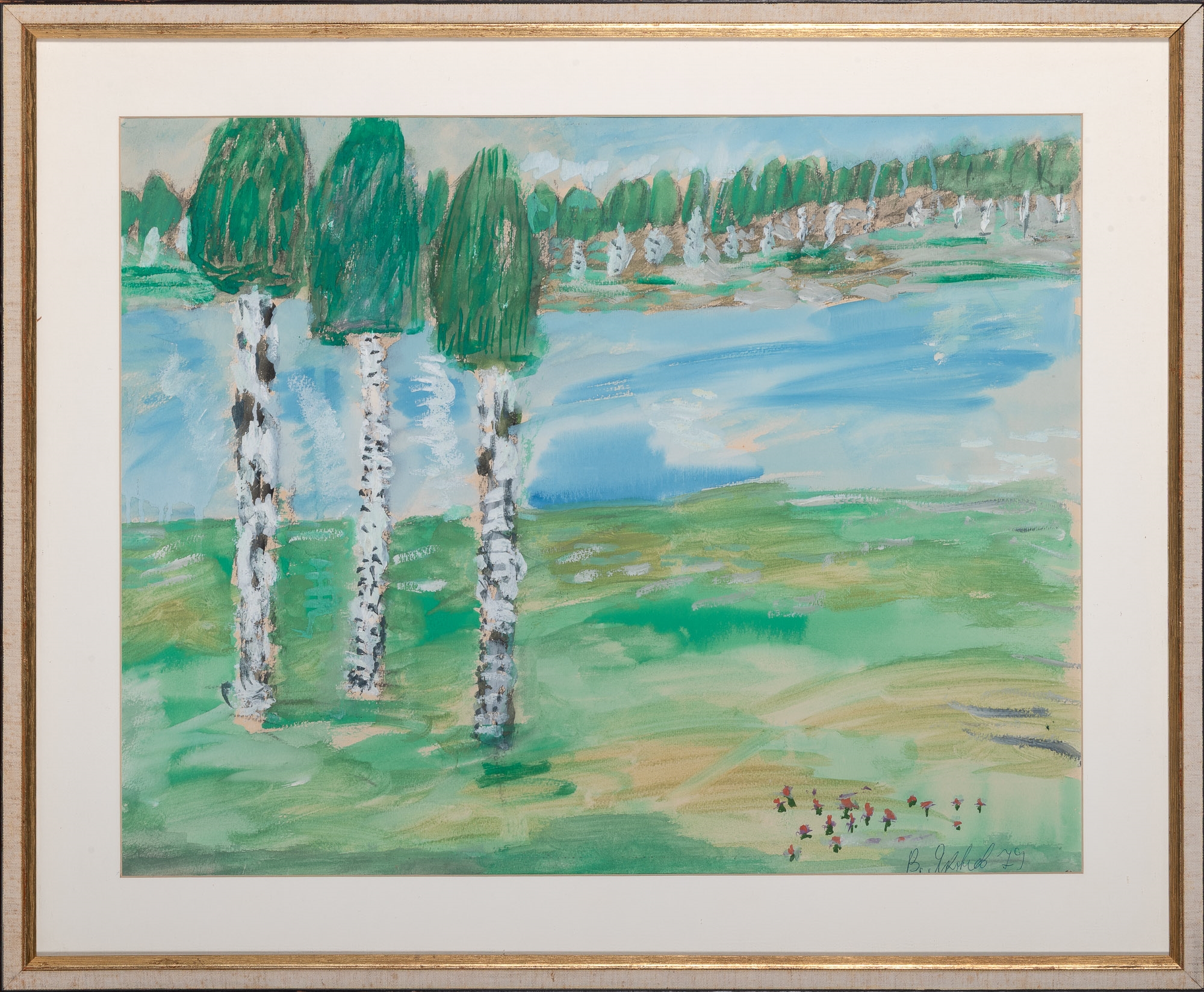 Vladimir Yakovlev | Landscape with Birch Trees (1979) | MutualArt