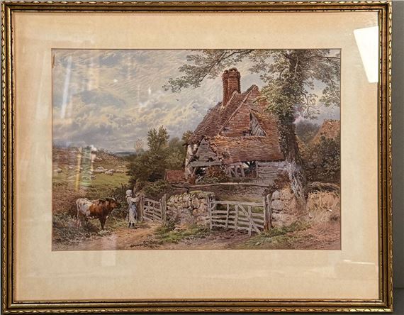 M. H. Long | A watercolour of a country scene depicting a young girl ...