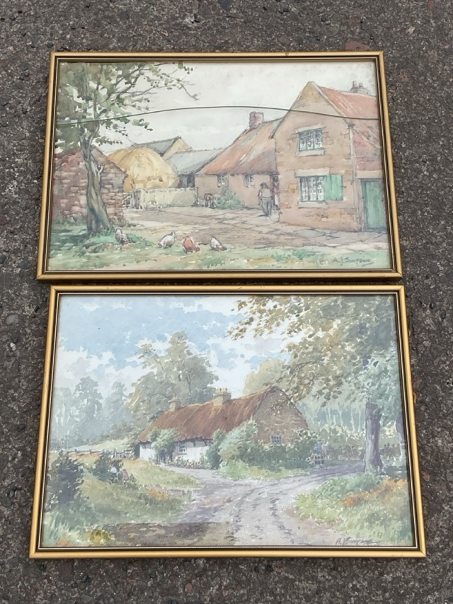 Alfred Simpson | summer landscape with thatched cottage | MutualArt
