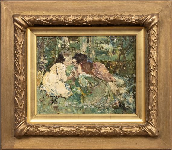 Edward Atkinson Hornel | THREE GIRLS IN A WOOD | MutualArt