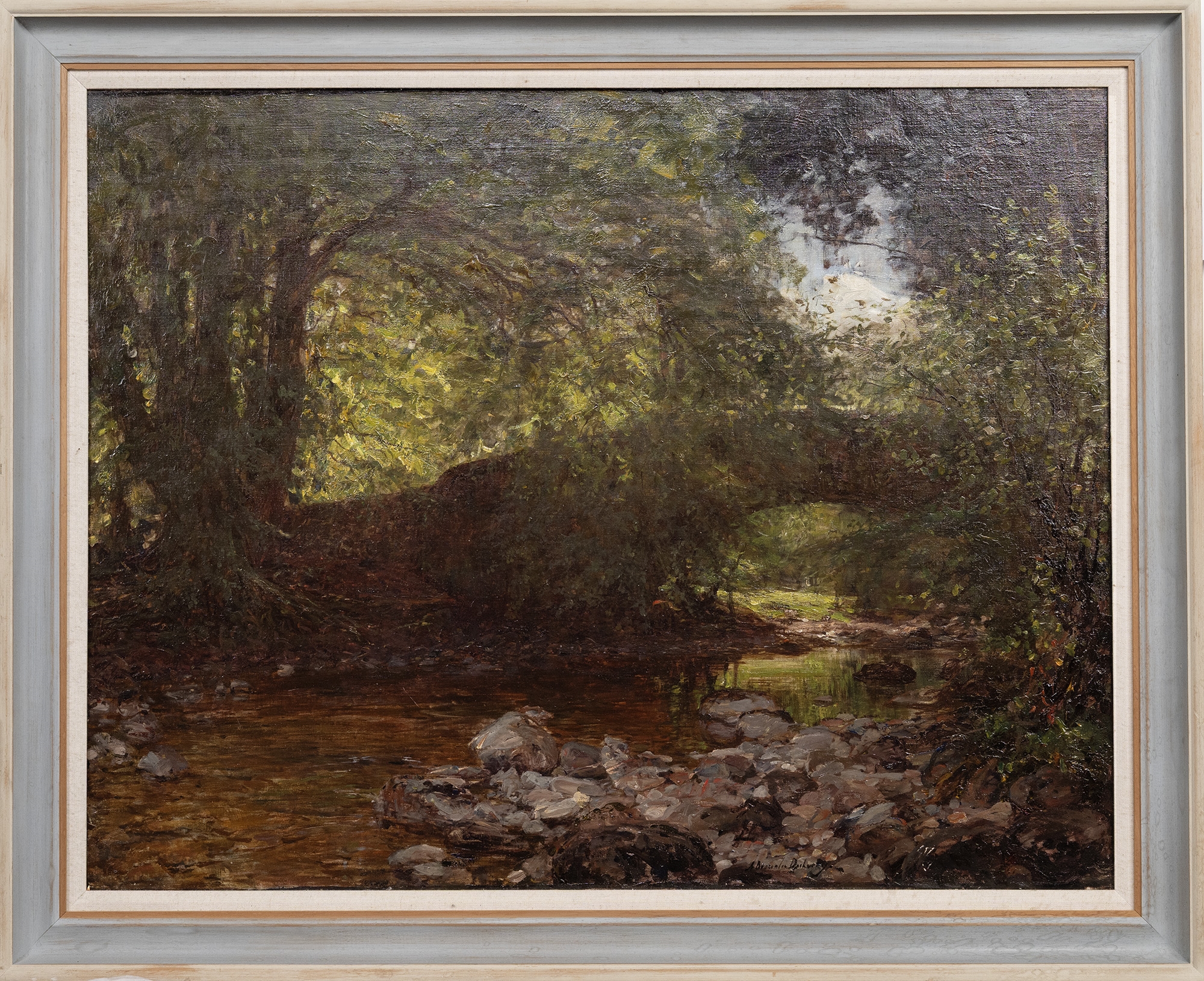 Alexander Brownlie Docharty | SUMMER RIVER LANDSCAPE WITH BRIDGE ...