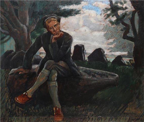 Harald Moltke | Male portrait, presumably the artist's self portrait ...