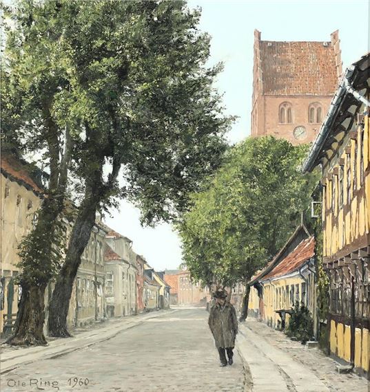 Ole Ring | A scene from Kirkestræde with Køge Church in the background ...