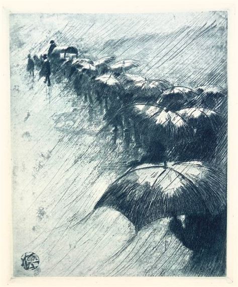 Charles Henri Dagnac-Riviere | 1951 Paris. L'enterrement aux parapluies ...