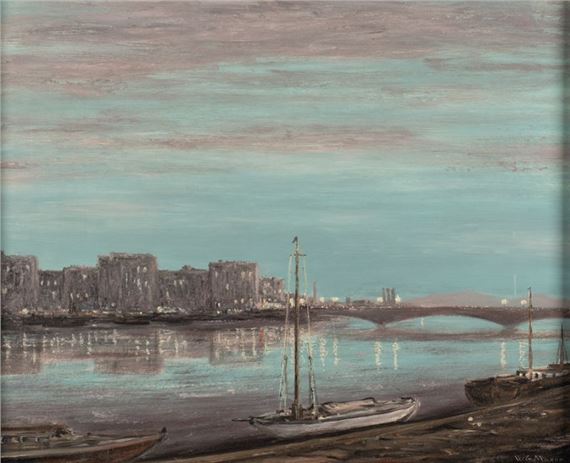 Wilhelm Maxon | Ansicht einer Stadt bei Nacht | MutualArt
