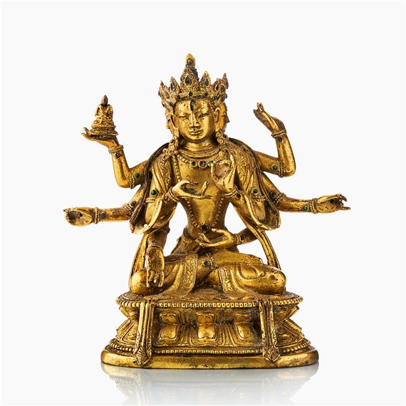 Sino-tibetan School Xviii Century | Cast seated in dhyanasana on a ...