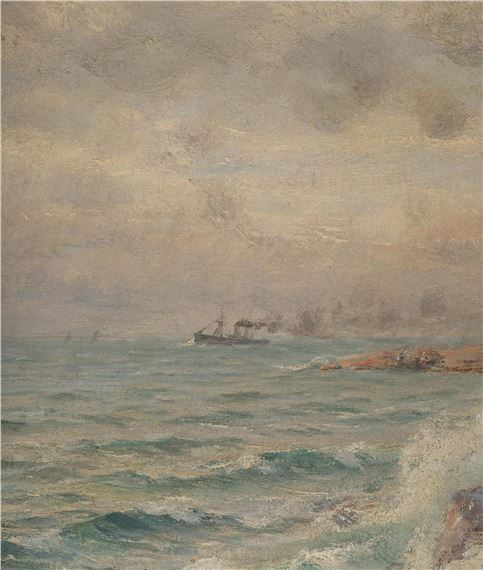 Berndt Adolf Lindholm | Waves against the cliffs (1893) | MutualArt