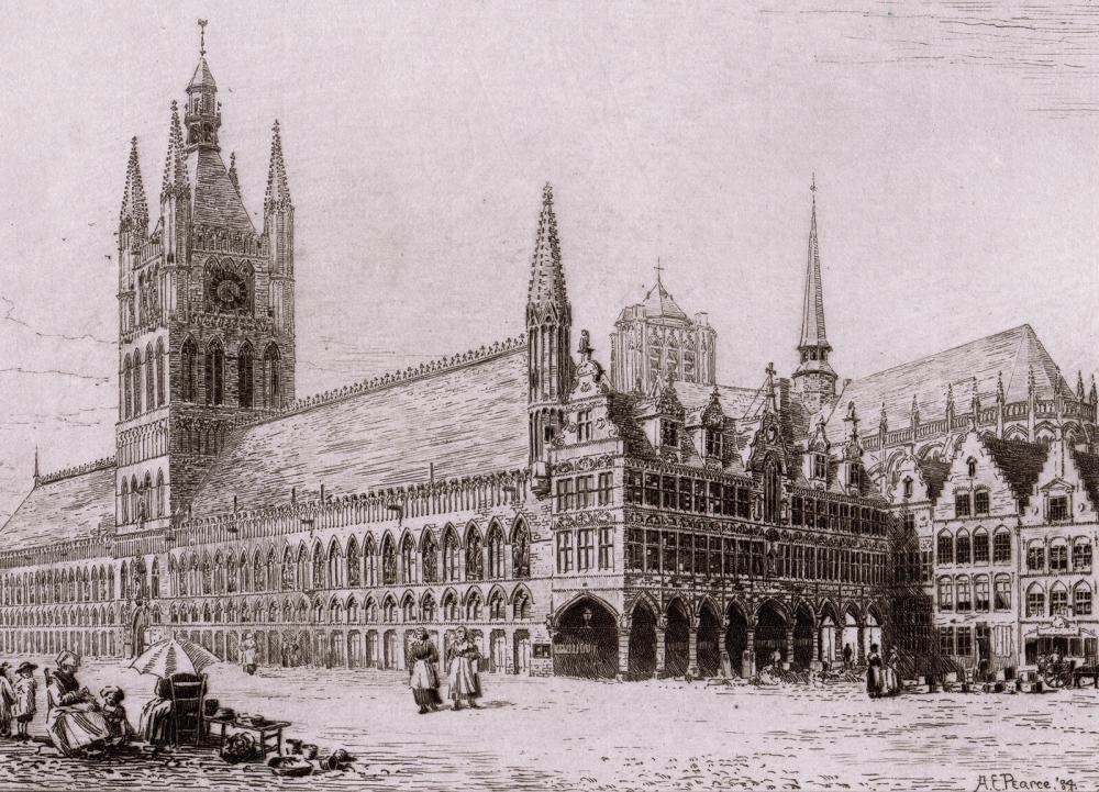 Arthur Ernest Pearce | Hotel de Ville at Ypres (1884) | MutualArt