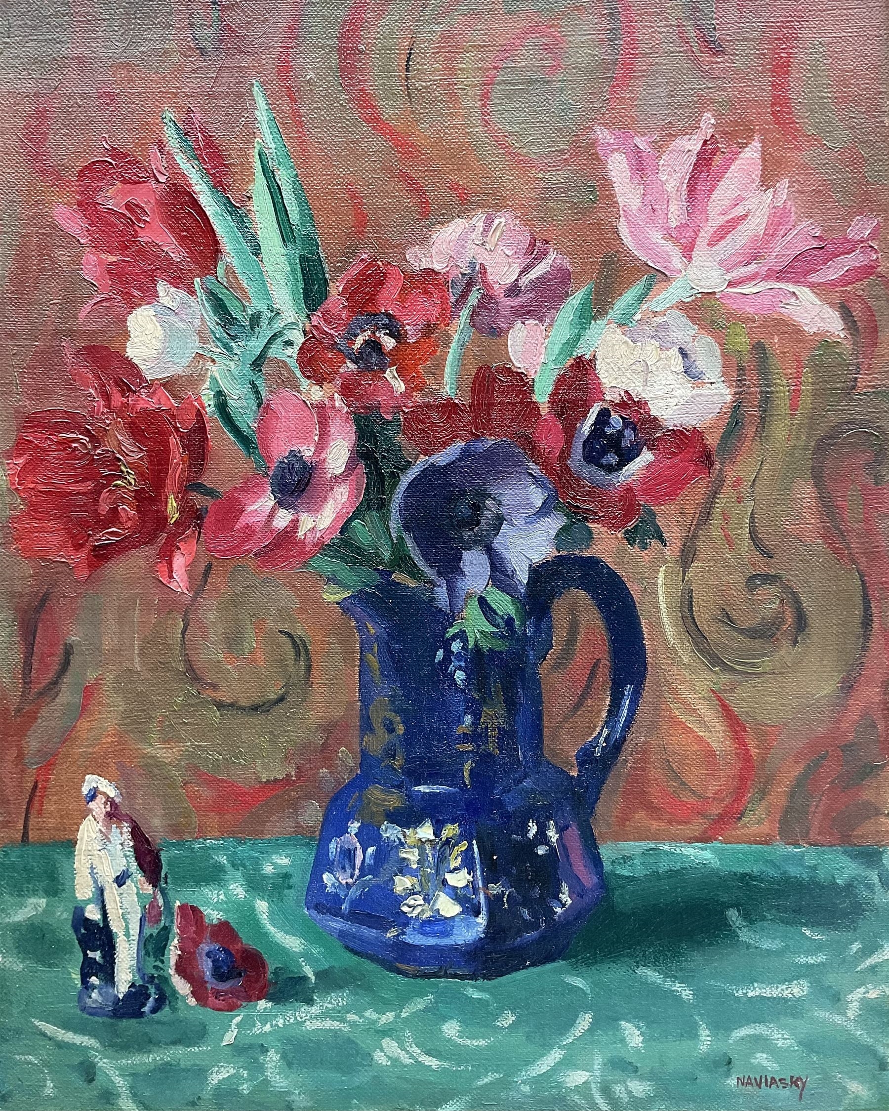 Philip Naviasky | Still Life of Flowers in a Blue Jug | MutualArt