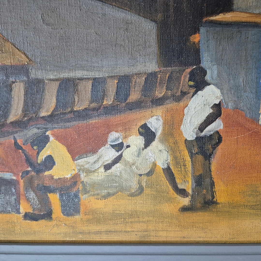 Joseph Kaplan | FIGURES BEFORE AN INDUSTRIAL BUILDING | MutualArt