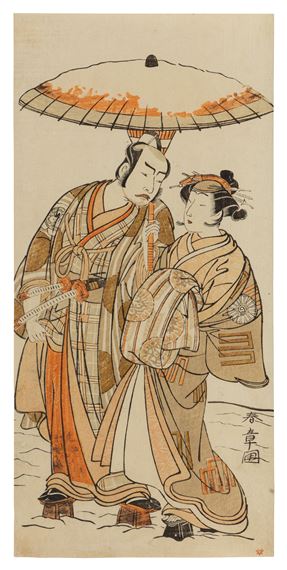 Katsukawa Shunshō | Onnagata actor Nakamura Noshio I and actor Mikuni ...