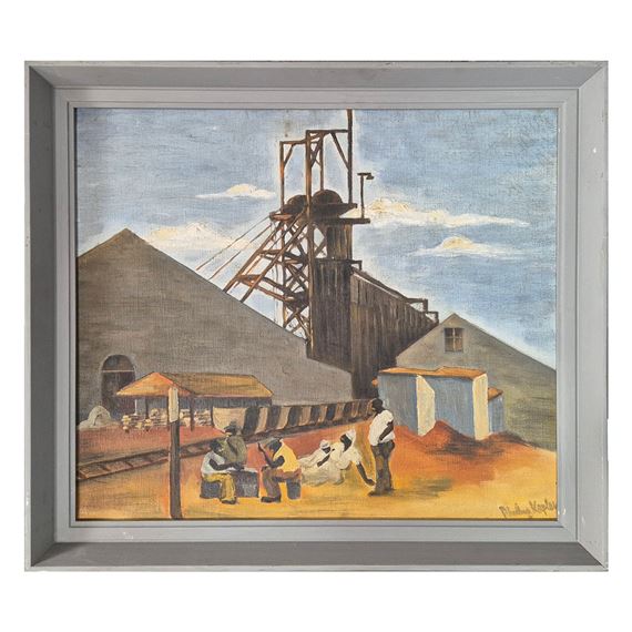 Joseph Kaplan | FIGURES BEFORE AN INDUSTRIAL BUILDING | MutualArt