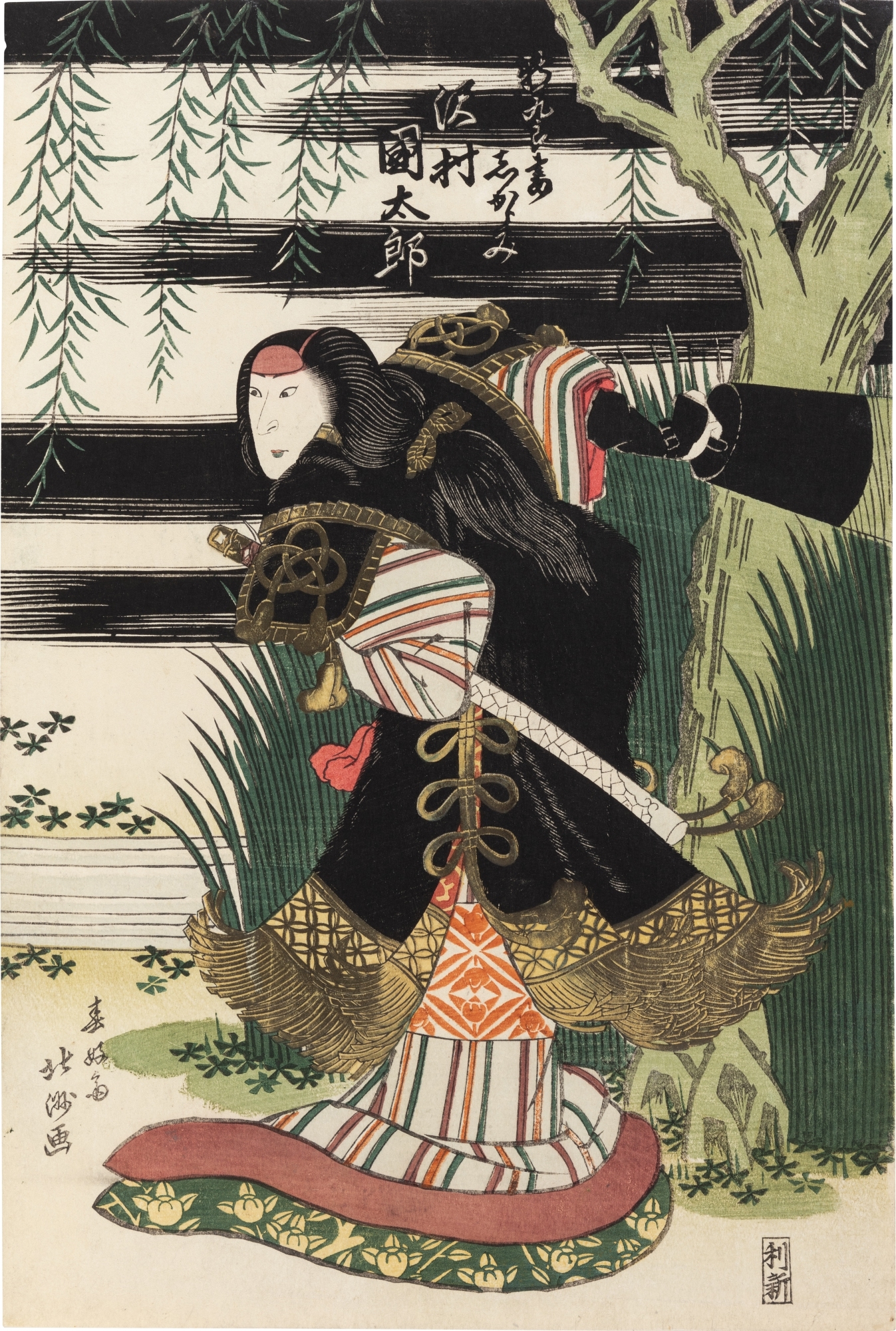 Shunkōsai Hokushu | Actors Sawamura Kunitaro II, Nakamura Karoku I and ...