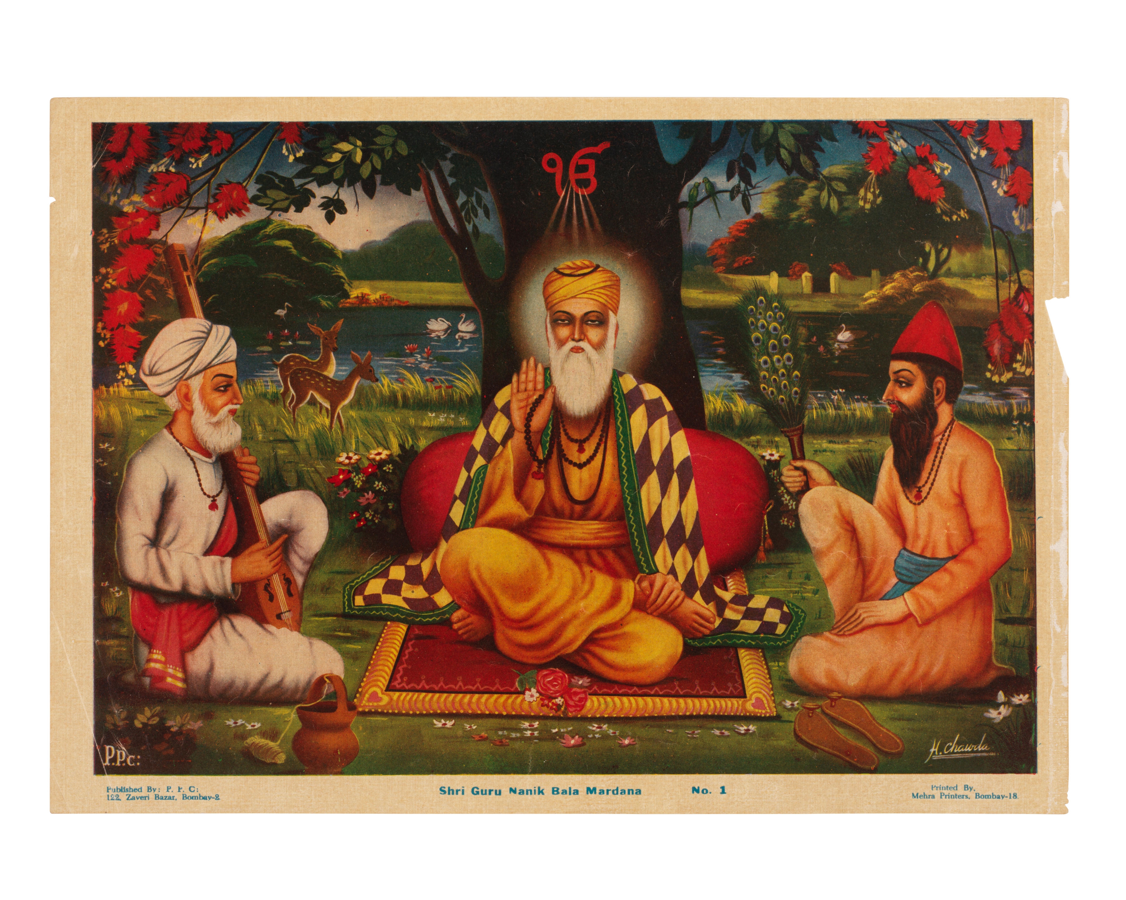 H Chavda | Guru Nanak seated with Bala and Mardana ( Shri Guru Nanik ...