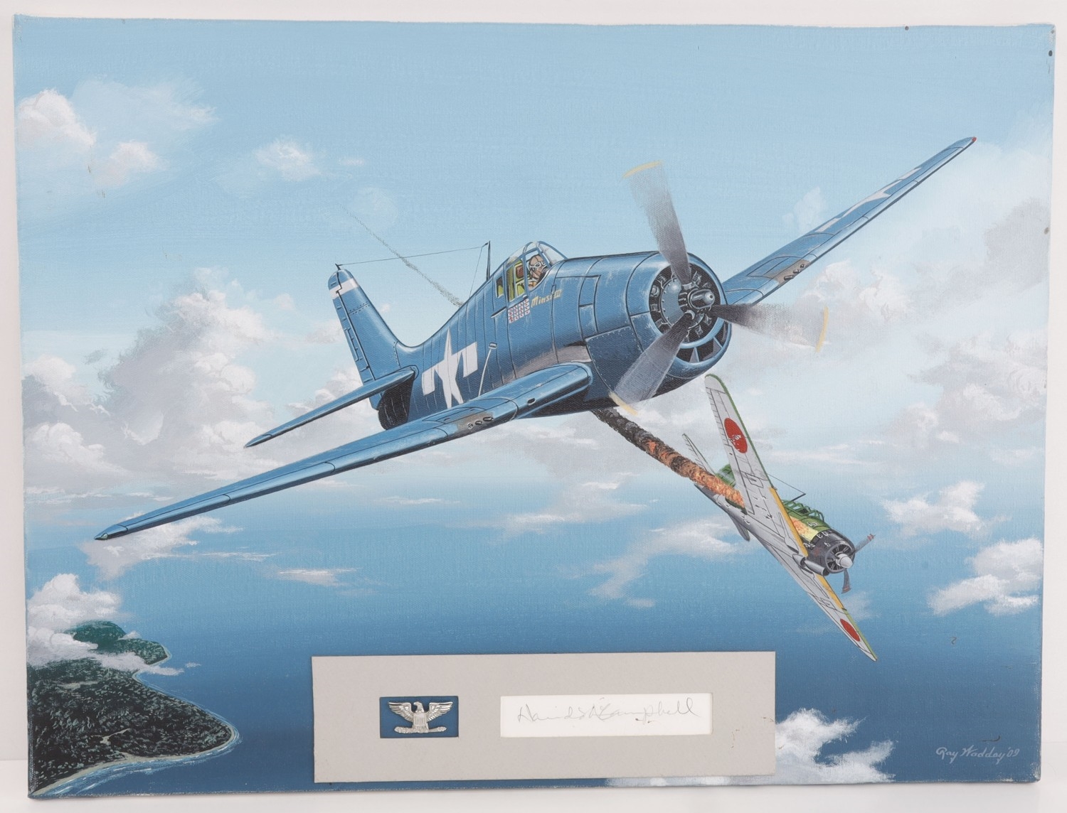 Raymond Waddey | Painting of the F6F-5 Minsi III (1944) | MutualArt