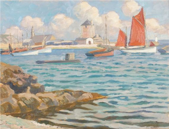 Pierre Agnes (1898-1964) | Voiles rouges à Camaret | MutualArt